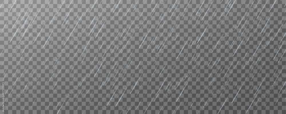 Raindrops on transparent background. Storm with rain and white cloud ...