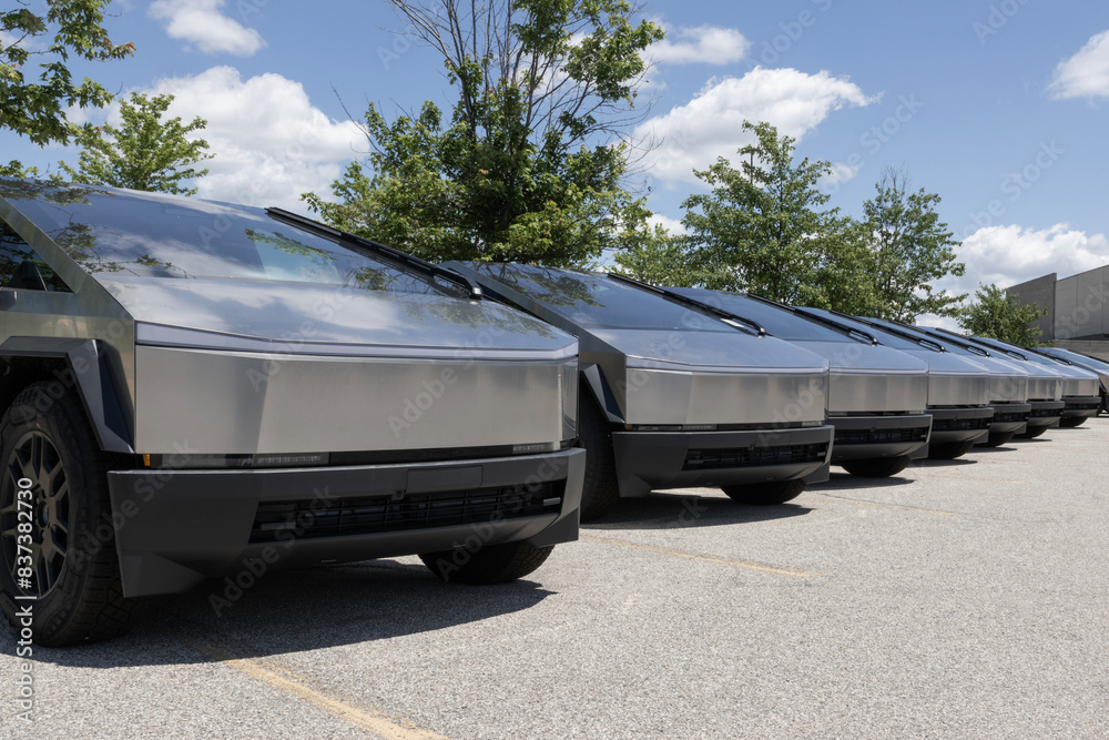 Tesla Cybertruck display at a dealership. Tesla offers the Cybertruck ...