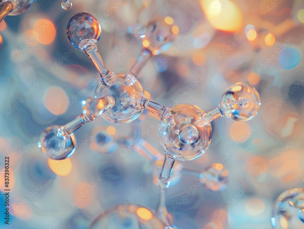 water molecule, with two hydrogen atoms bonded to an oxygen atom. The ...