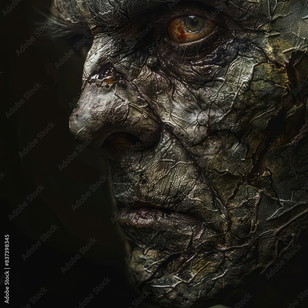 portrait of a male zombie with strikingly detailed textures on his ...