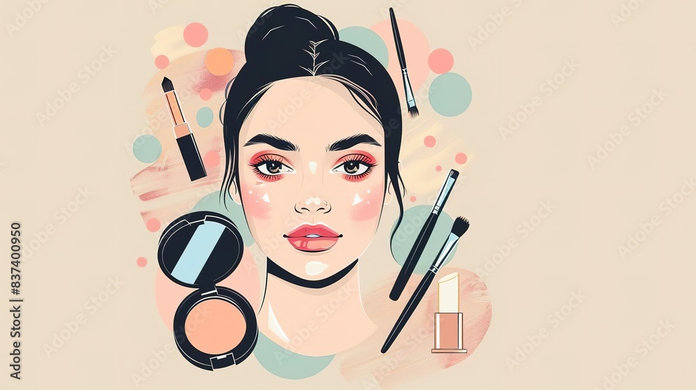 Makeup enhancement, with illustrations of a before-and-after ...