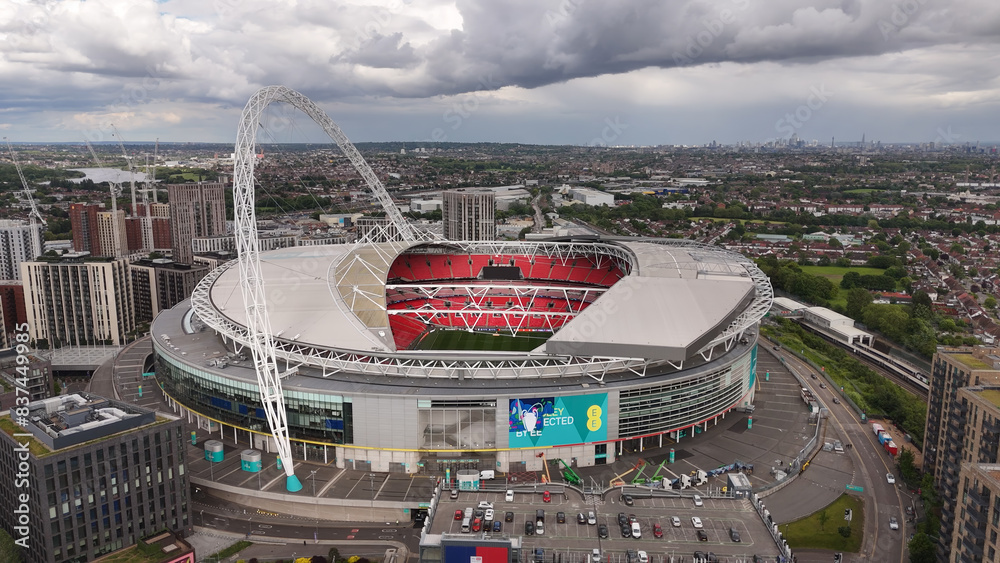 Wembley stadium London from above - aerial view over the famous ...