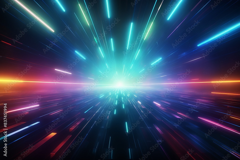 Vibrant abstract background with dynamic neon light streaks creating a ...