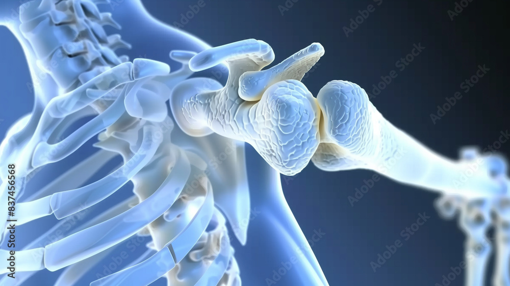 Blue 3D-rendered illustration showing human anatomy: DNA, spine, and ...