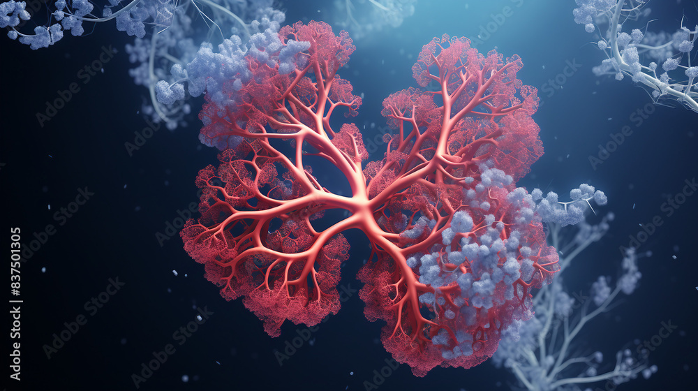 Detailed 3D Illustration of Alveoli Anatomy in Human Lungs Showing ...