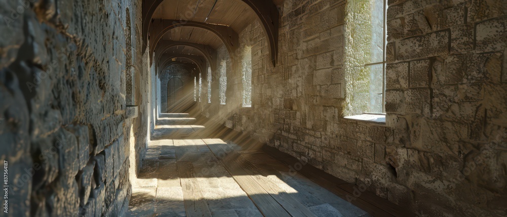 Architectural corridor in a Medieval Fortress Stock Photo | Adobe Stock