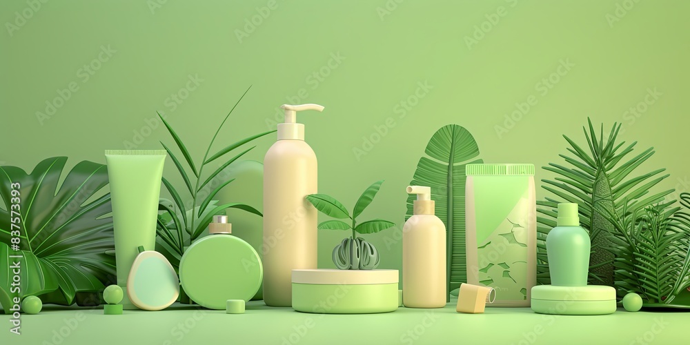 Eco-friendly products flat design front view green consumerism theme 3D ...