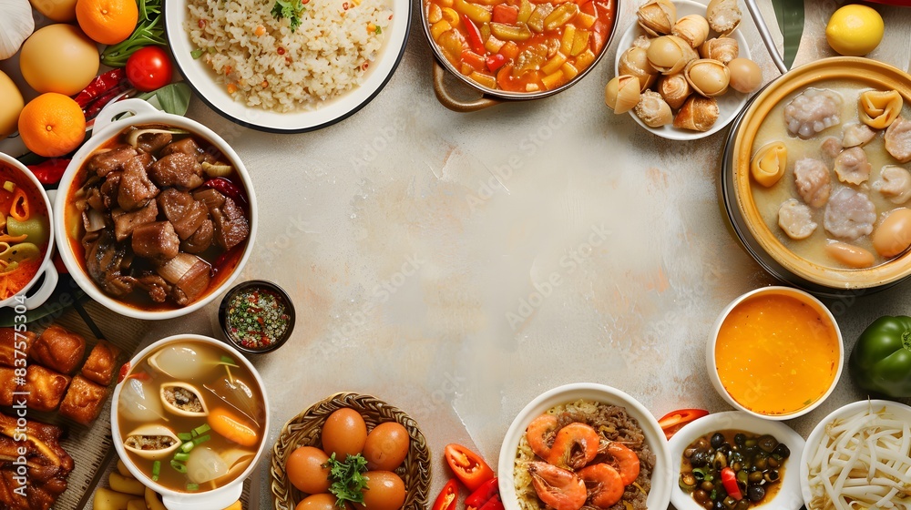 Top View of Various Filipino Foods with Space for Text on Left ...