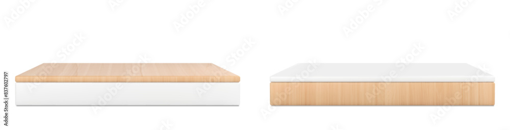Square wooden platforms set isolated on white background. Vector ...