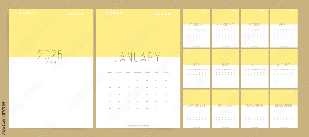 Set of 2025 Calendar Planner Template with Place for Photo or Image ...