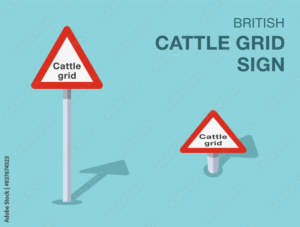 Traffic regulation rules. Isolated British "cattle grid" road sign ...