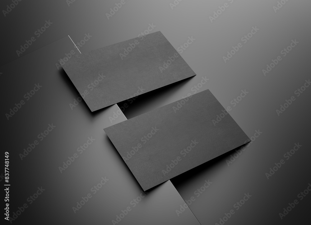 Two black business card Mockup. Textured calling card template on a ...