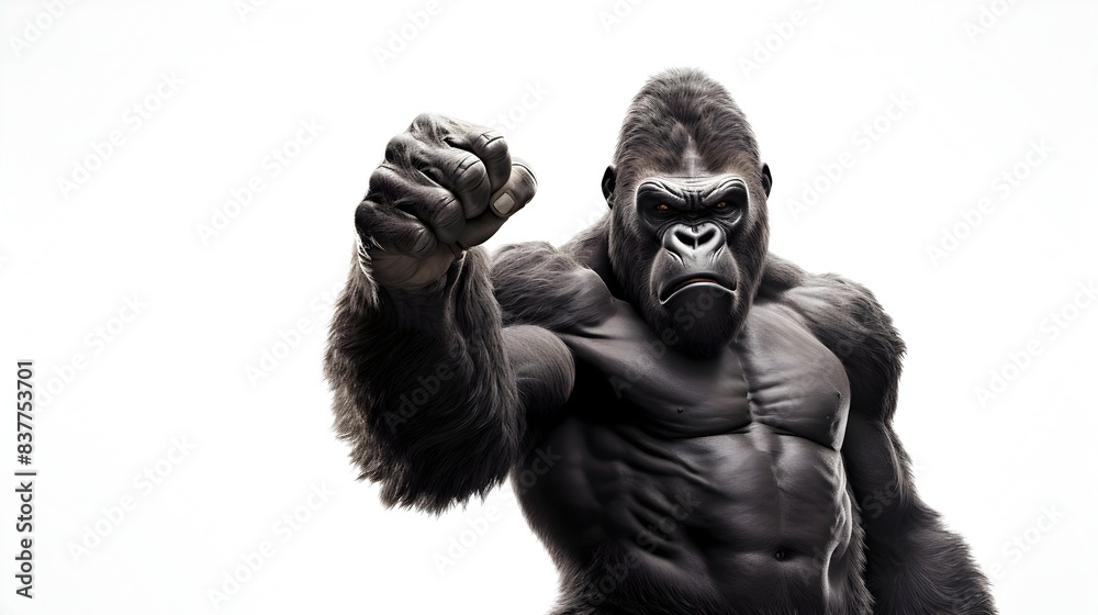 Muscle bound Anthropomorphic Gorilla Fiercely Clenching Fist in ...
