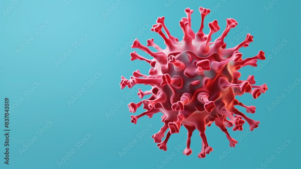 Adeno-associated virus (AAV), 3d illustration, blue background. A ...
