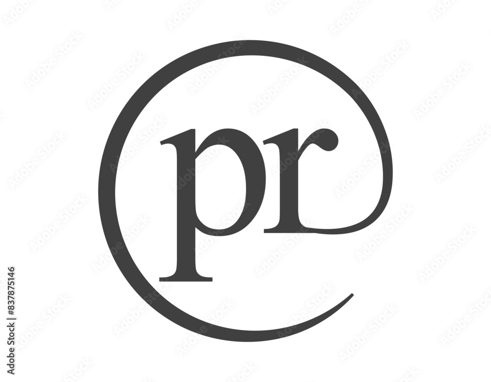 PR logo from two letter with circle shape email sign style. P and R ...