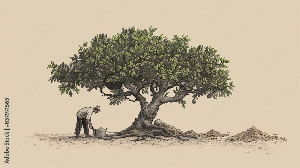 Biblical Illustration of the Parable of the Barren Fig Tree: Gardener ...