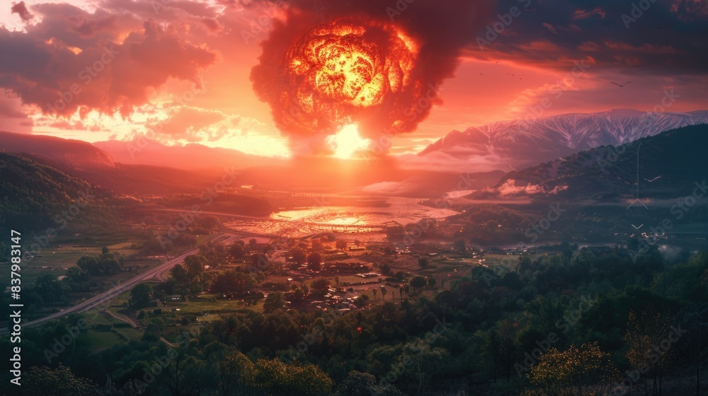 Nuclear explosion radioactive in nature landscape apocalyptic ...