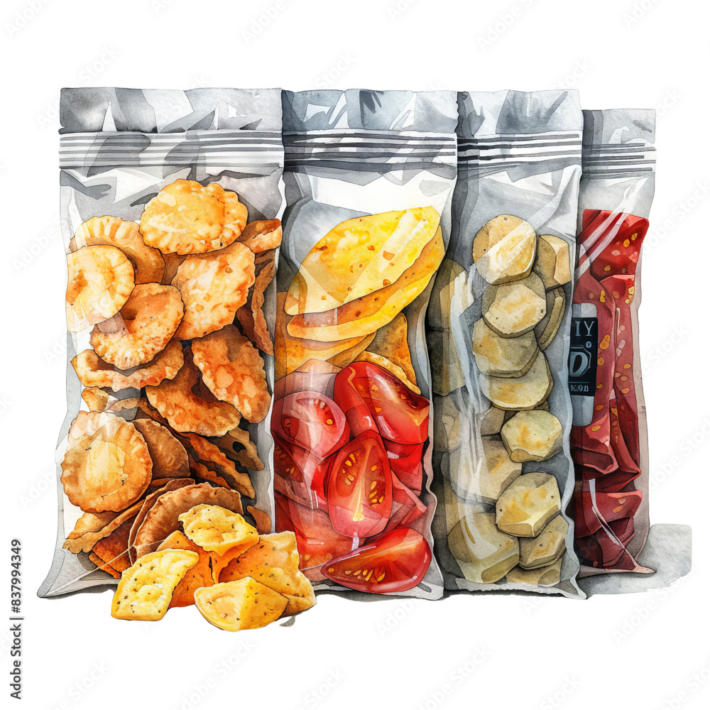 Assorted snack bags with different types of chips and crackers in ...