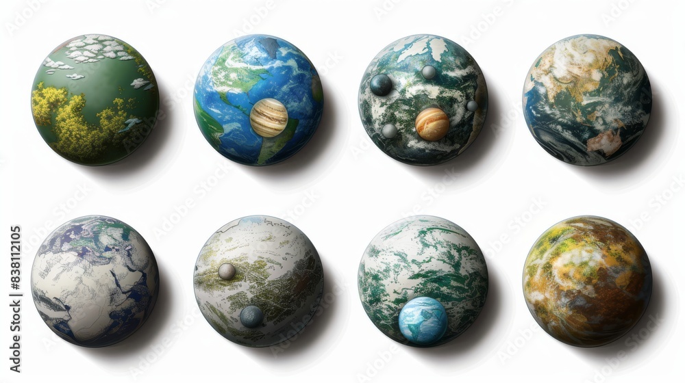 The planets are isolated against a transparent background and based on ...