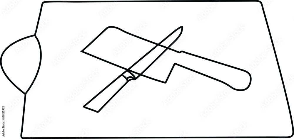 Continuous line drawing of knife. Knife linear icon. One line drawing ...