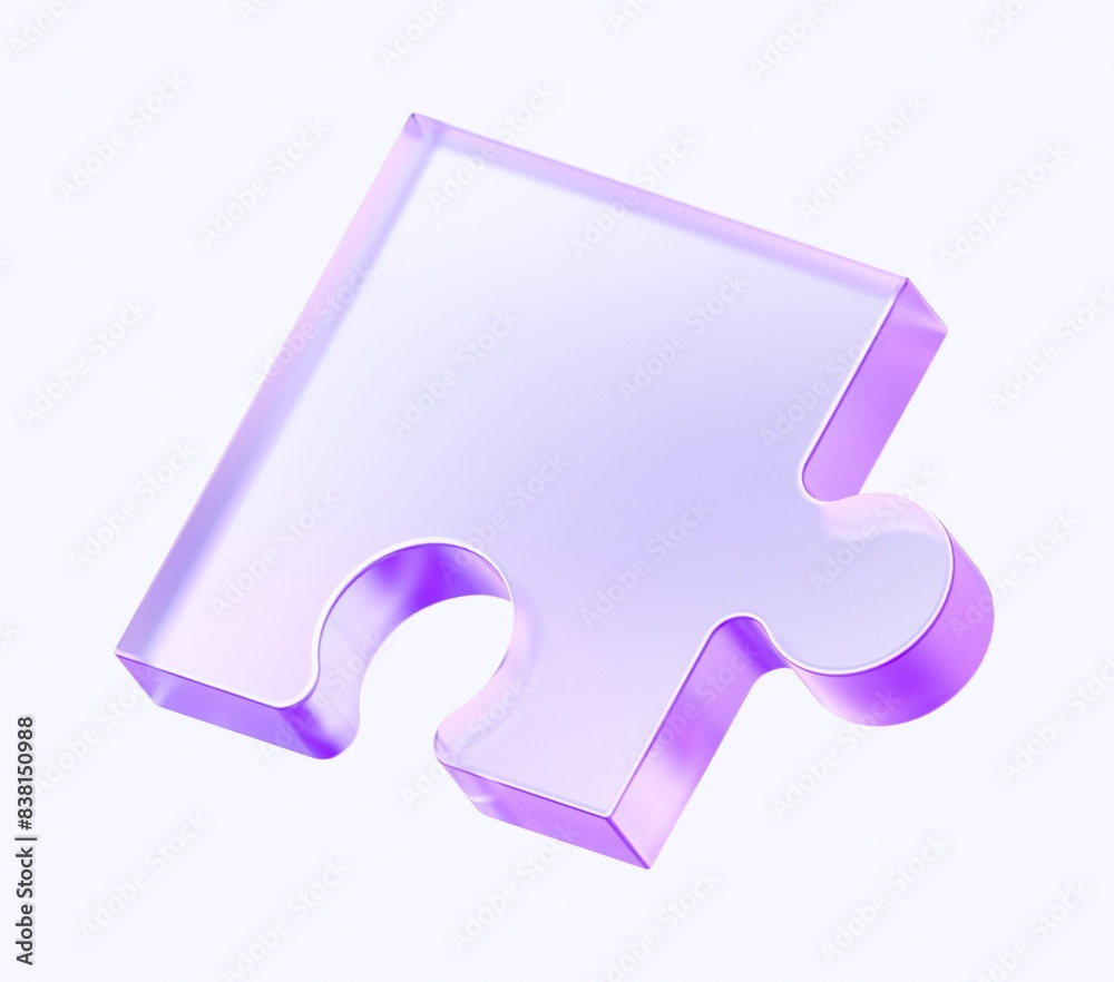 glass puzzle icon with colorful gradient. 3d rendering illustration for ...