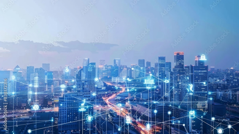 Construction of smart city infrastructure, featuring integrated IoT ...