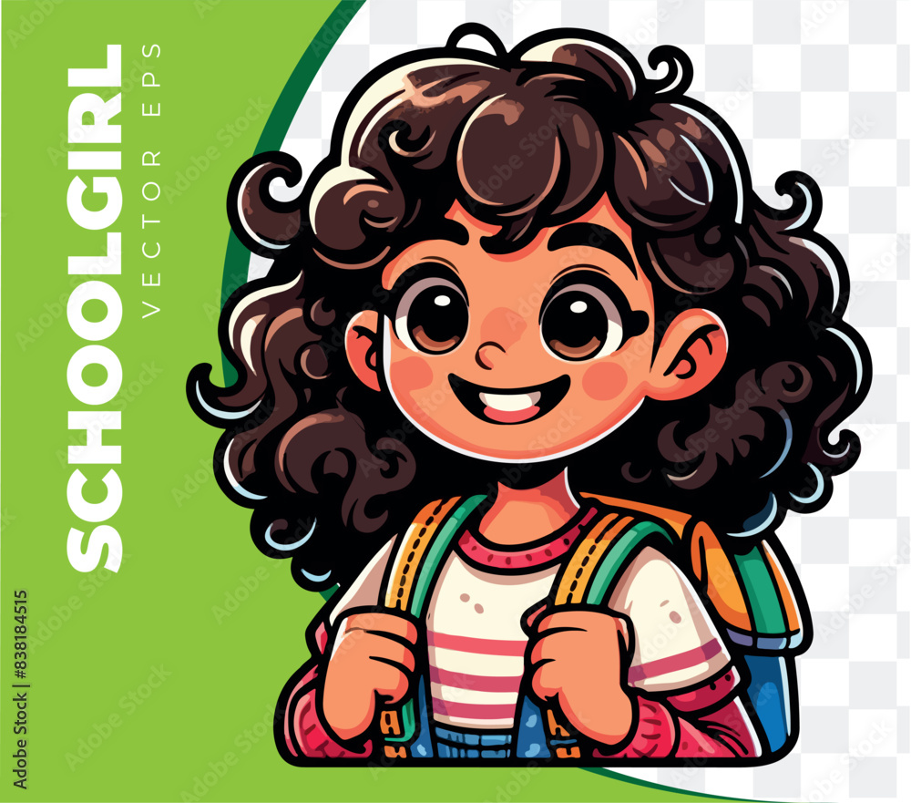 Schoolgirl EPS Vector (made by AI and vectorized in Illustrator) Stock ...