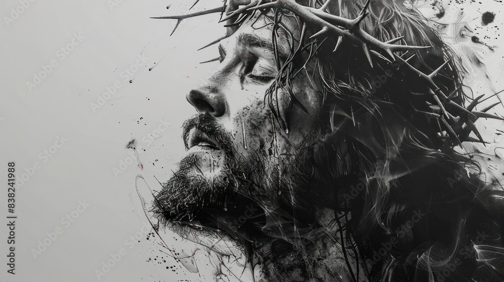 Stock-Illustration „A painting depicting the sacred heart of Jesus ...
