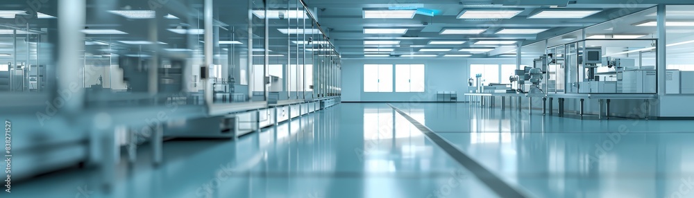 Hightech cleanroom with overhead wafer transfer system in semiconductor ...