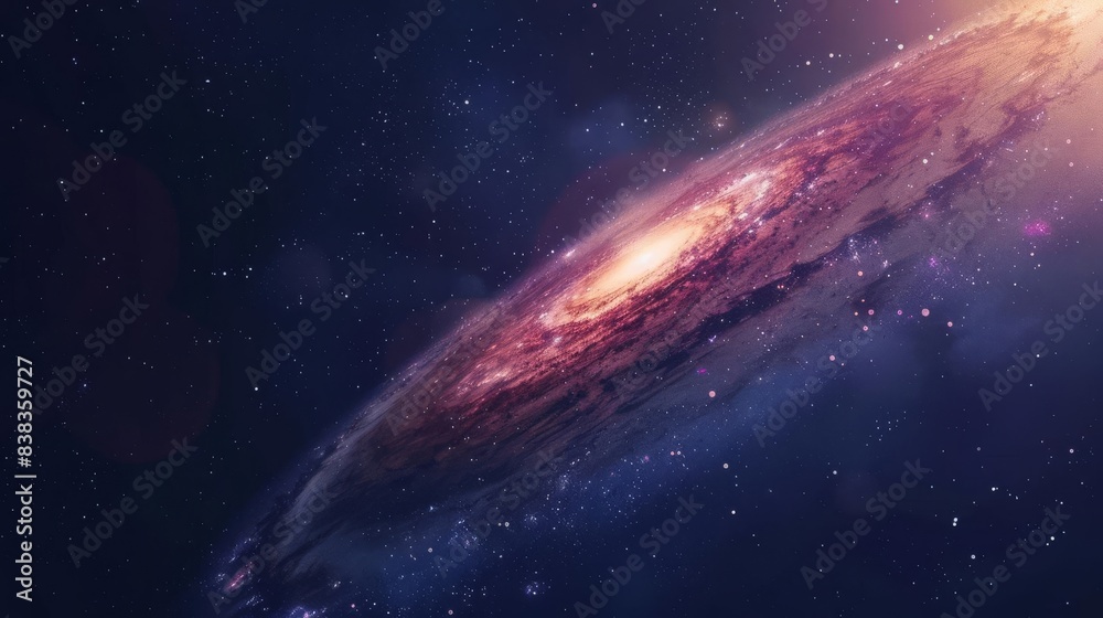 Elliptical galaxy flat design side view deep space theme animation ...