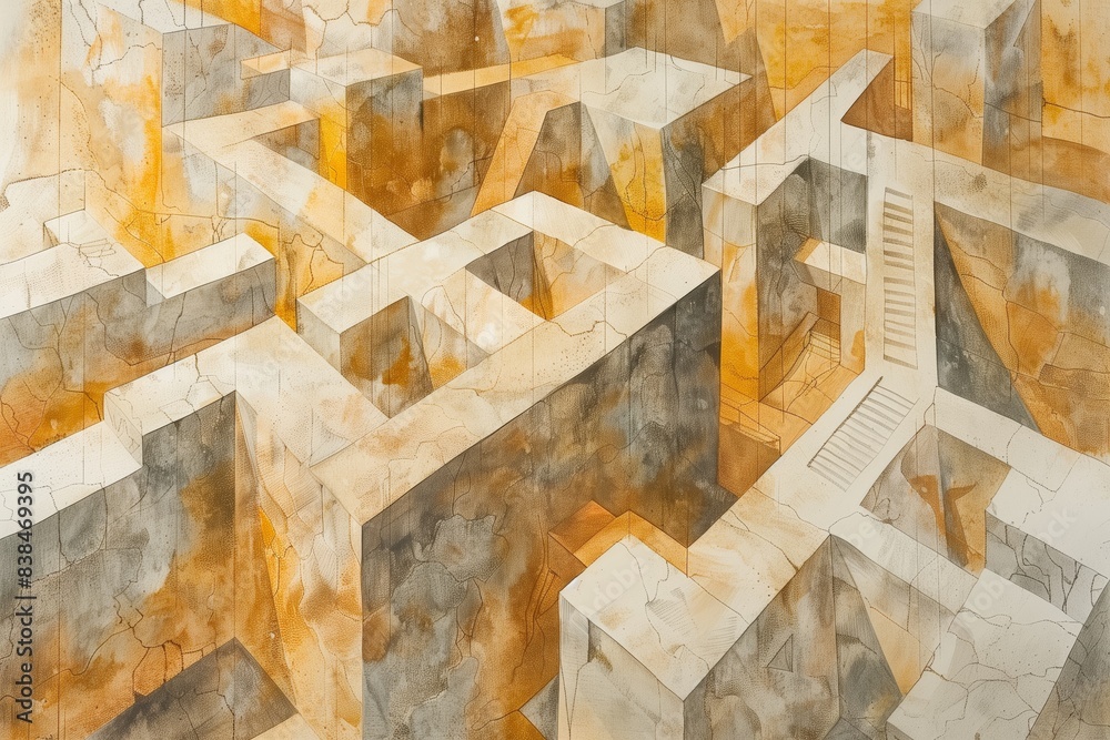 Pyramids of Egypt. Ancient labyrinth inside the ruins of Egyptian stone ...