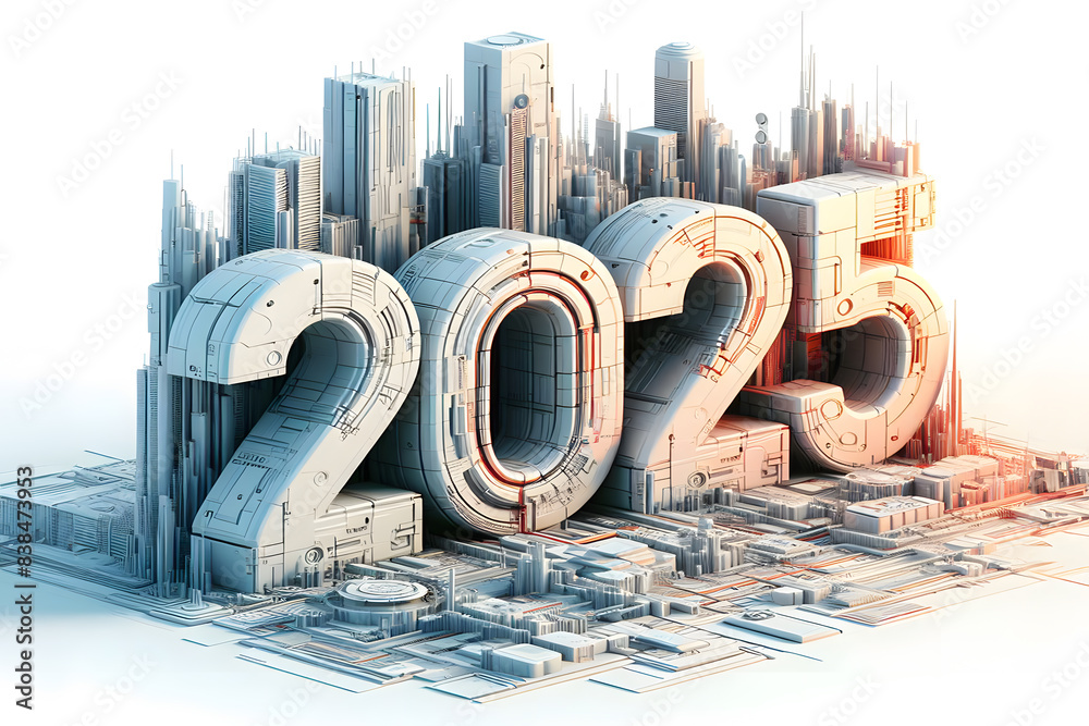 Digital Art of a Modern City in the Year 2025, Futuristic Cityscape ...