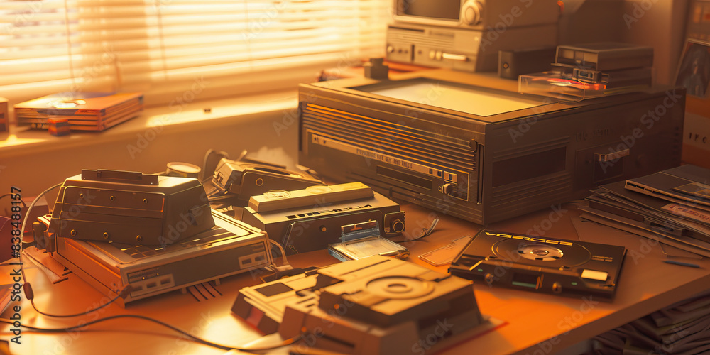The Flickering Shadows of the Future: A desk with a vintage overhead ...