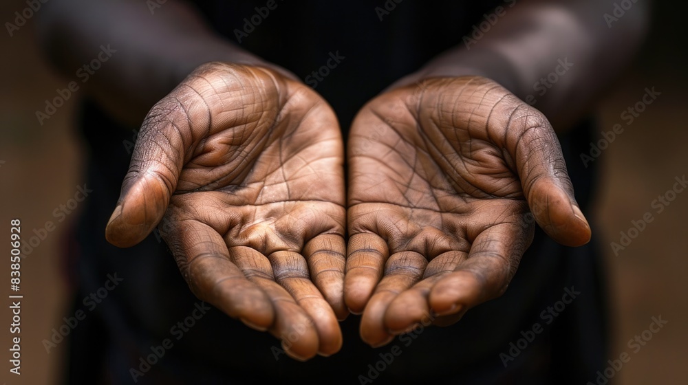 Black Hands Cupped. African Woman's Empty Cupped Palms Displaying ...