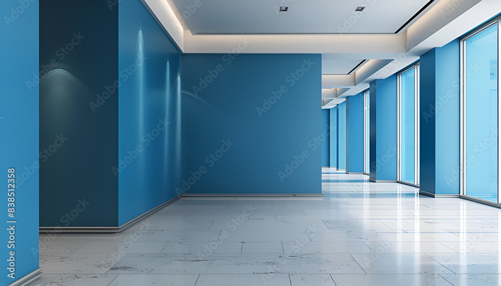 empty blue mall wall for logo mockup making Stock Illustration | Adobe ...