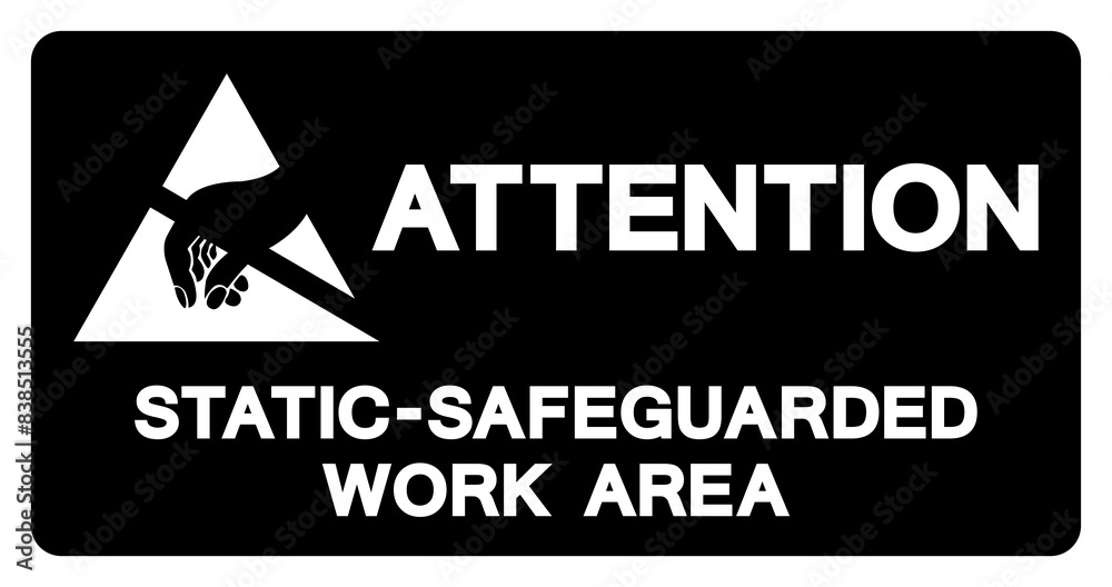 Attention Static Safeguarded Work Area Symbol Sign, Vector Illustration ...