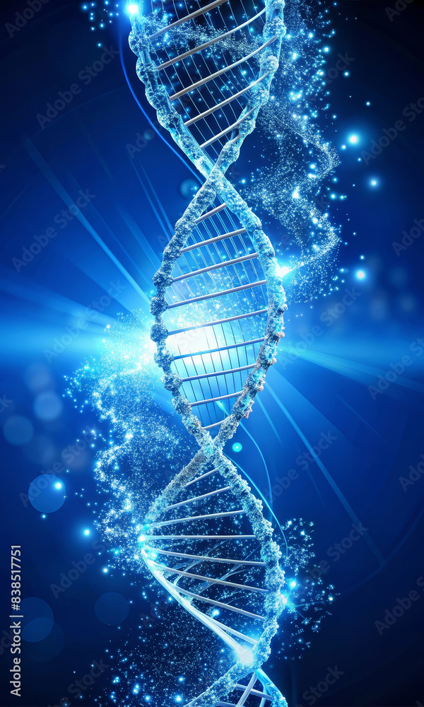 High-resolution DNA structure with particles - The image showcases a ...