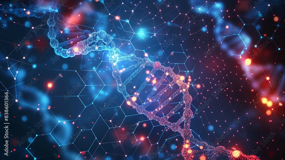 2D flat color background featuring a blend of hexagons and triangles ...