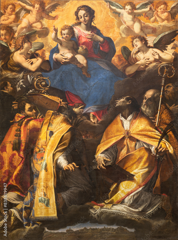 PERUGIA, ITALY - MAY 16, 2024: The painting of Madonna with St ...