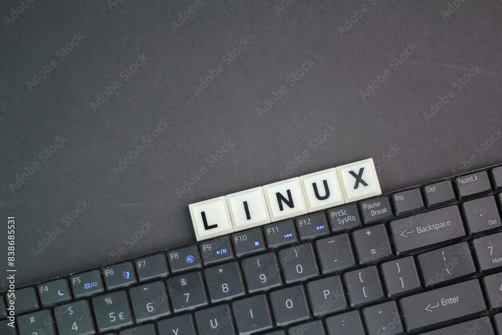 letters of the alphabet with the word linux. Internet concept. Linux is ...