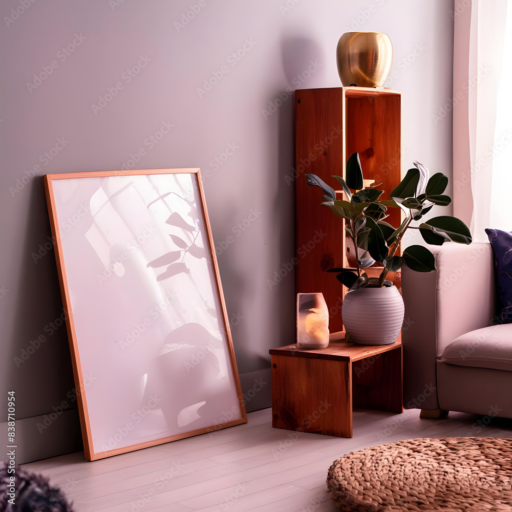 Modern Mock up frame in room interior background, highly detailed ...