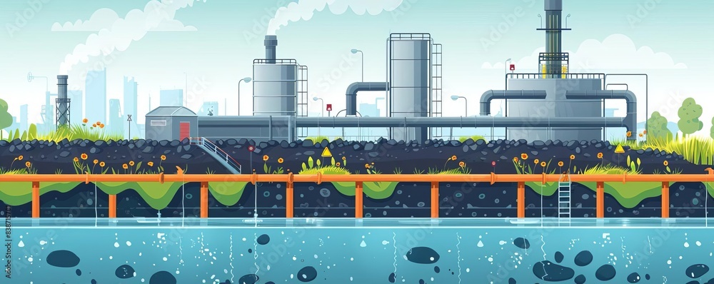 Detailed infographic of biochar filtration system in wastewater ...