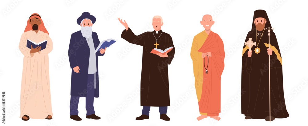 Spiritual leaders religious cartoon characters vector illustration set ...