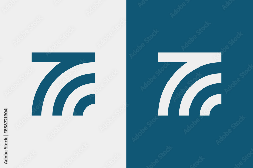 7 or T Wifi Logo. This logo is a combination of the number 7 or the ...