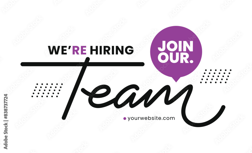 Join our team speech bubble on handwritten style. Hand drawn lettering ...