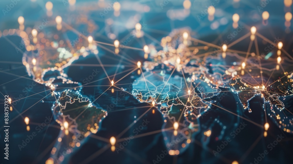 Global Connections on World Population Day Digital Network Map Linking ...