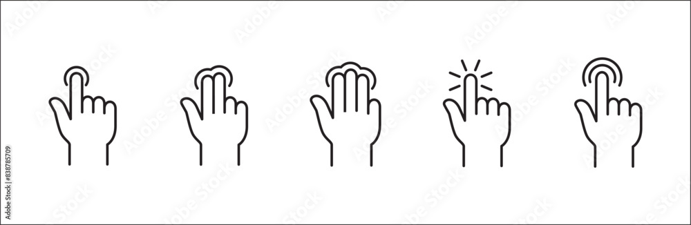 Finger touch screen gesture icon set. Three finger touch gesture icon ...