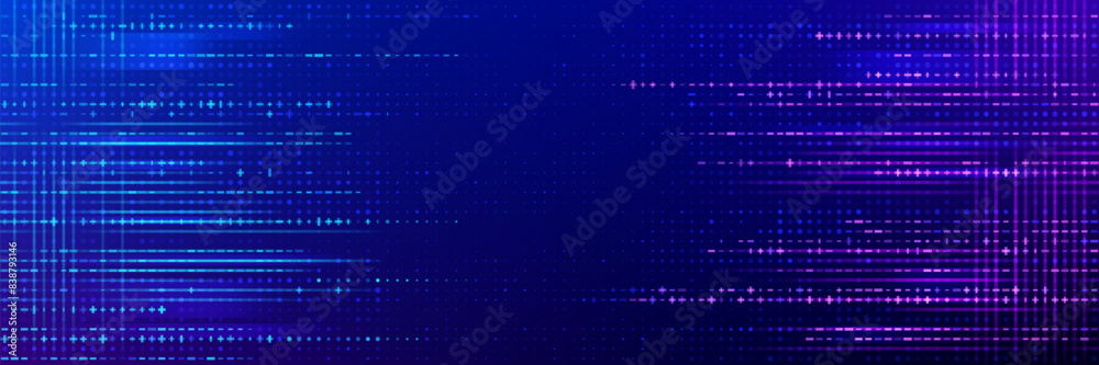 Game glitch background, vector pattern with blue and purple disrupted ...