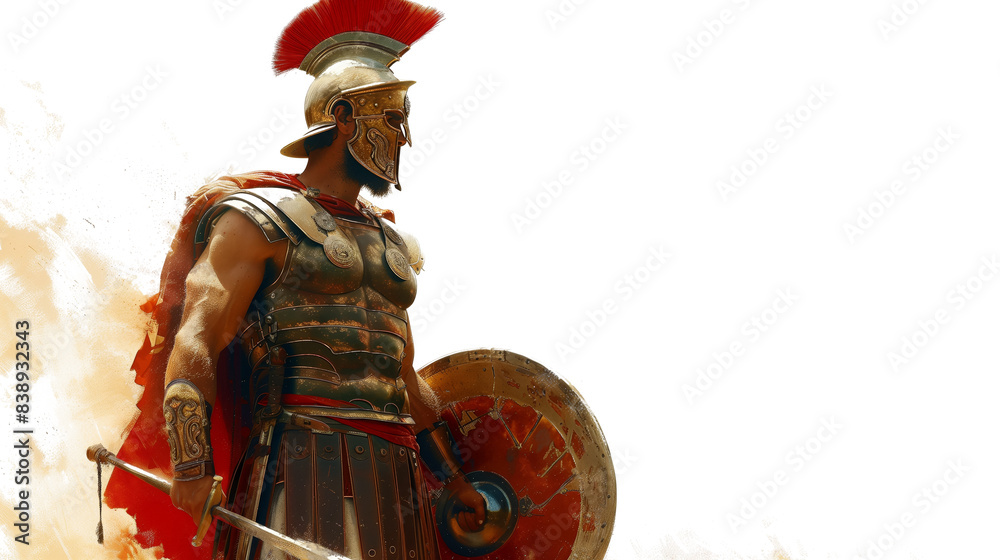 Illustration of a Roman centurion in full armor, holding a sword and ...