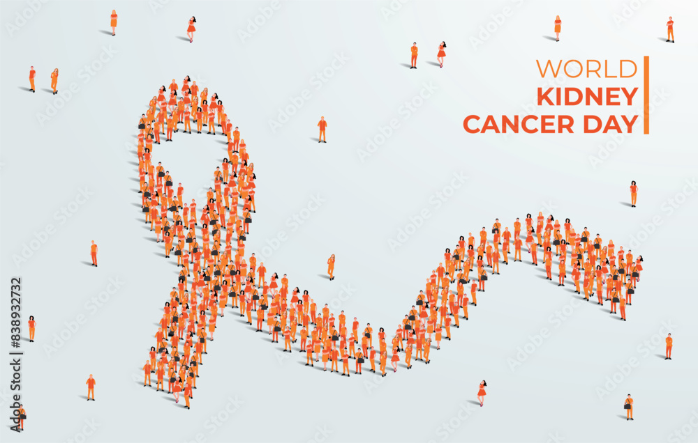 World Kidney cancer day concept poster. Large group of people form to ...